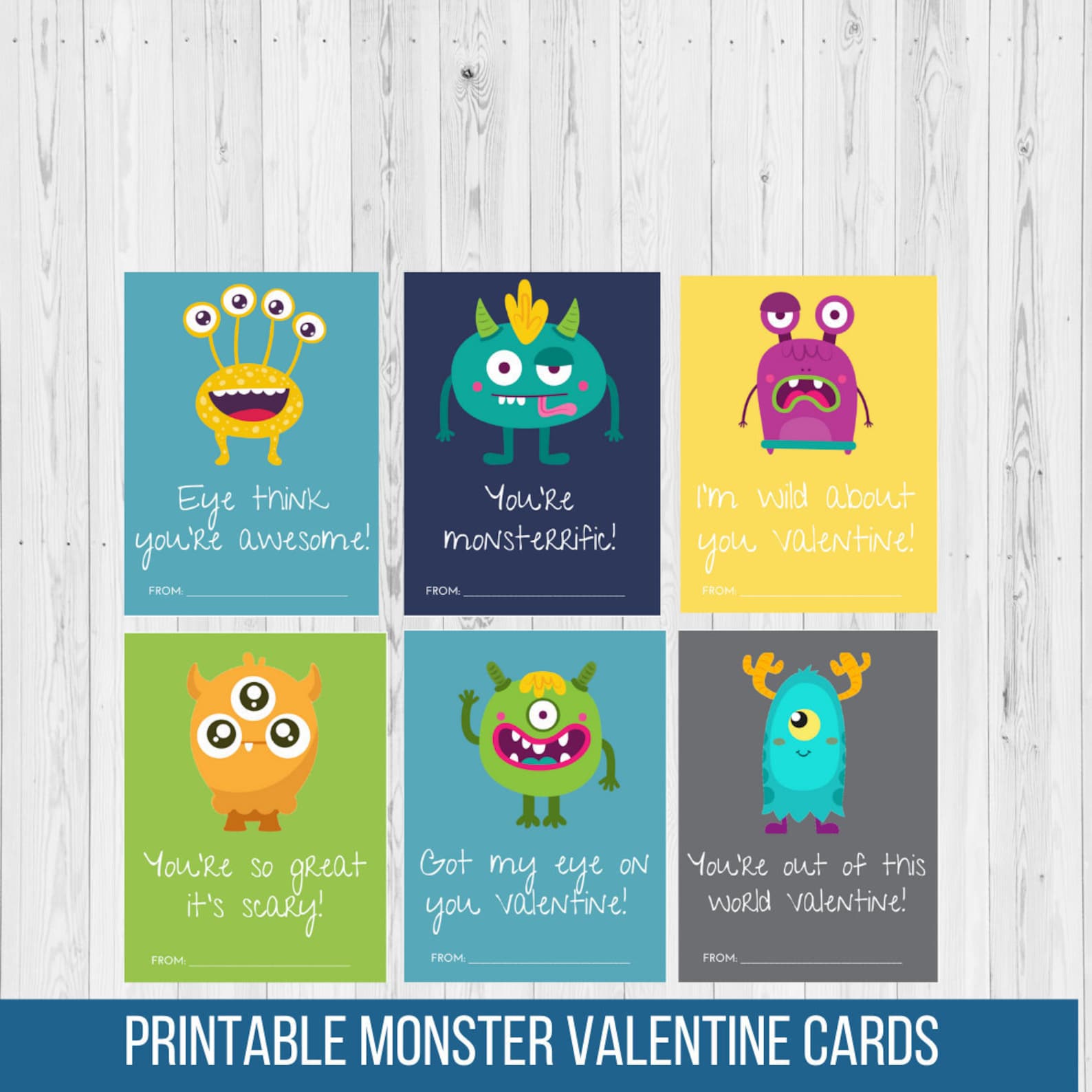 Monster Valentines Day Card for Kids Space Printable - Etsy