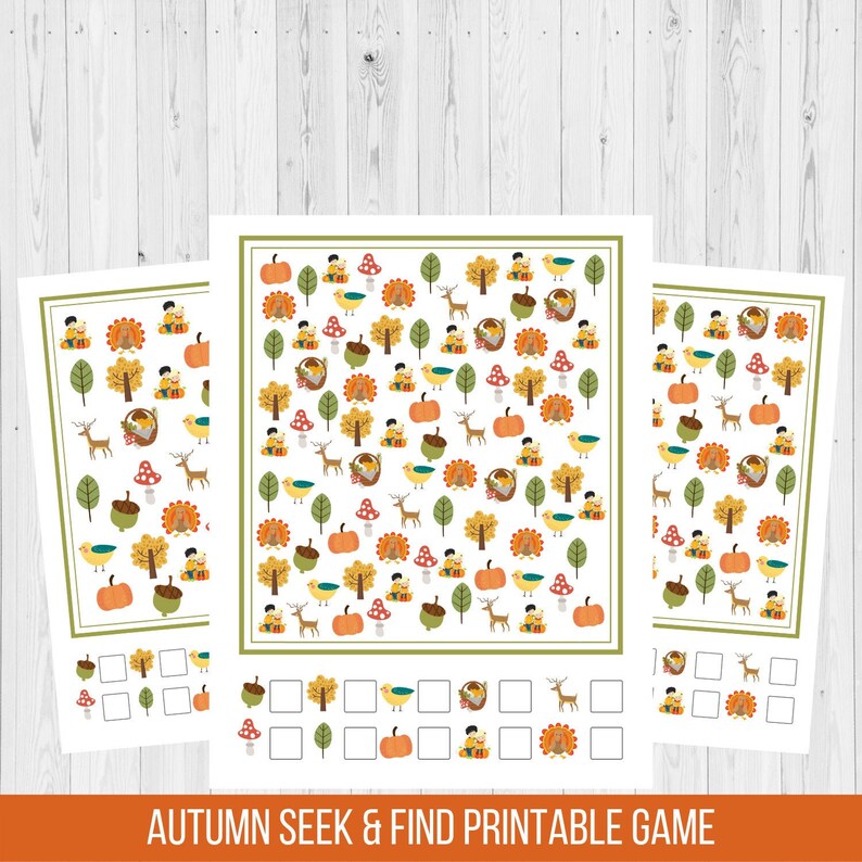 Autumn Seek and Find Printable Game for Kids, Fall I Spy Activity ...