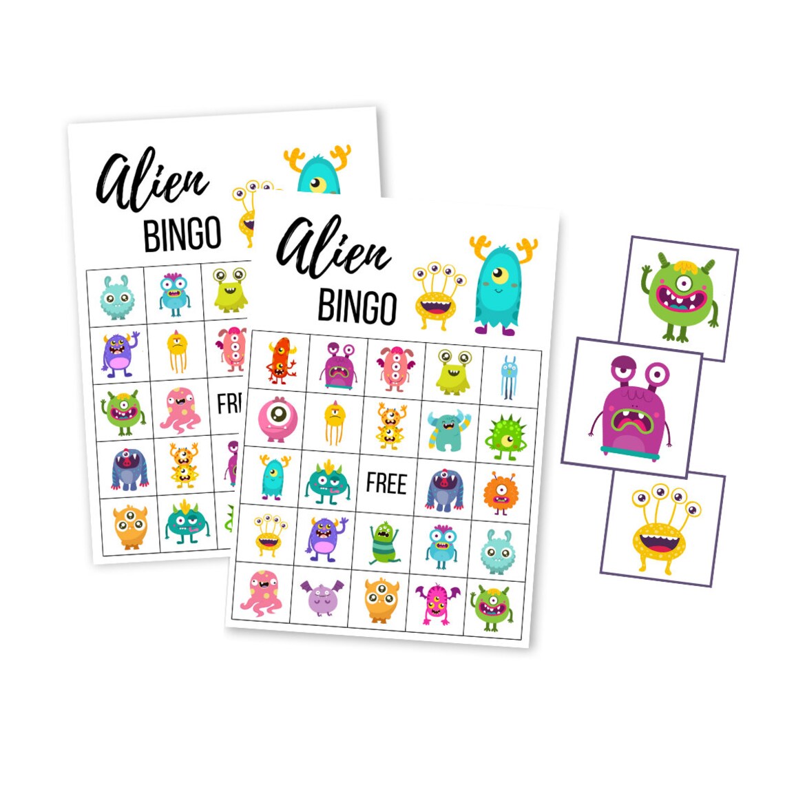 Printable Alien BINGO Cards, Outer Space Birthday Party Digital ...