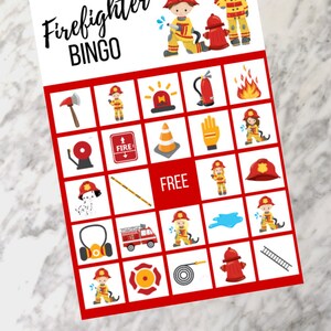 Printable Firefighter BINGO Cards, Fire Fighter Birthday Party Digital ...