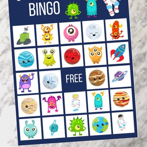 Printable Outer Space Party BINGO Cards for Birthday Game, Alien ...