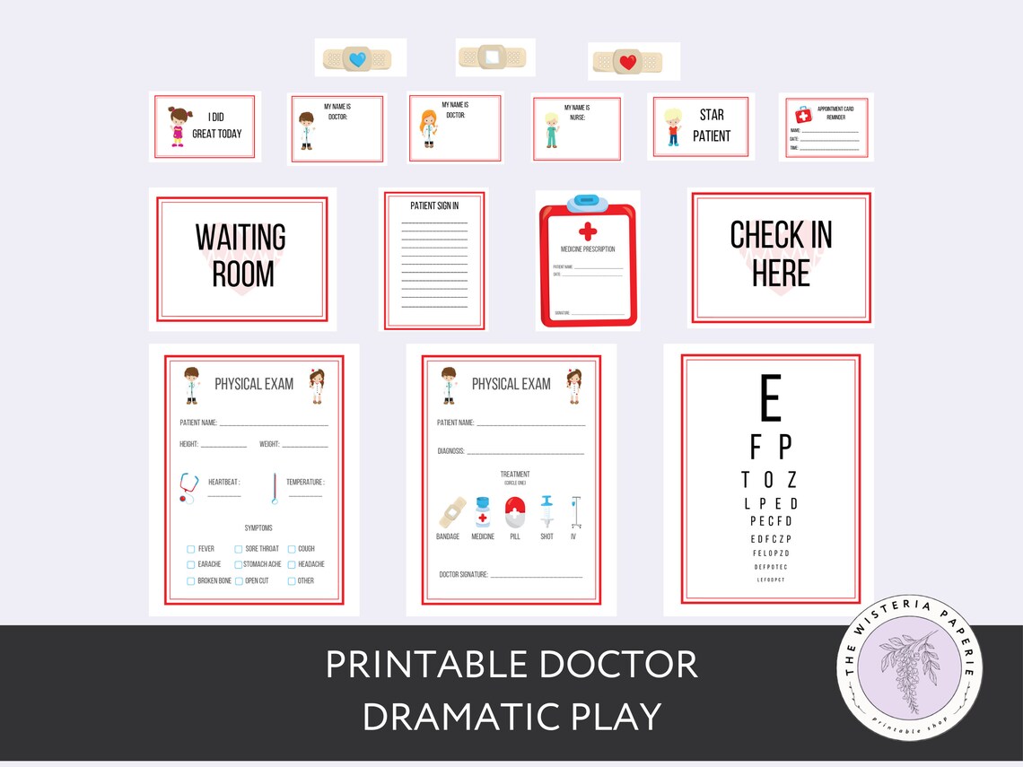 Printable Doctor Dramatic Play for Kids, Preschool Digital Download ...