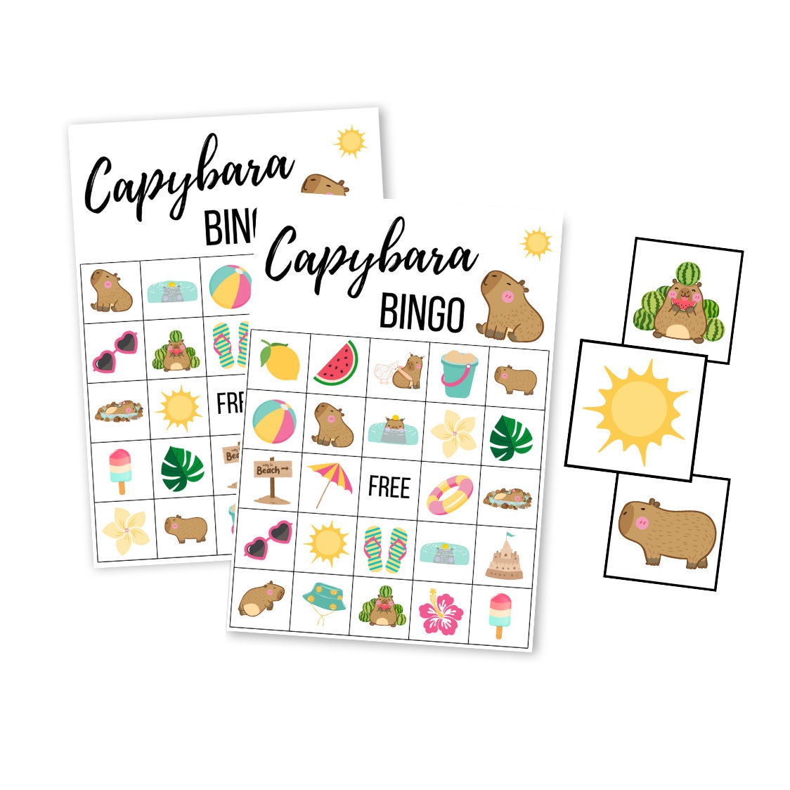 Capybara BINGO Cards, Printable Beach Game for Kids, Teen Birthday ...