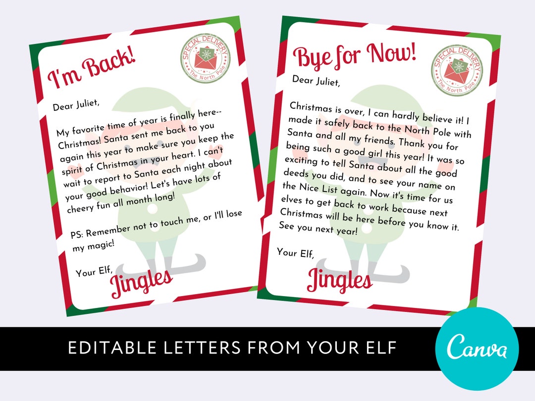 Editable Elf Letter Printable, Letter From Elf, Canva Pro Template ...
