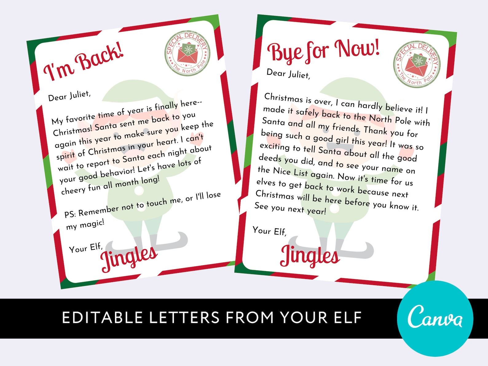 Editable Elf Letter Printable, Letter From Elf, Canva Pro Template ...