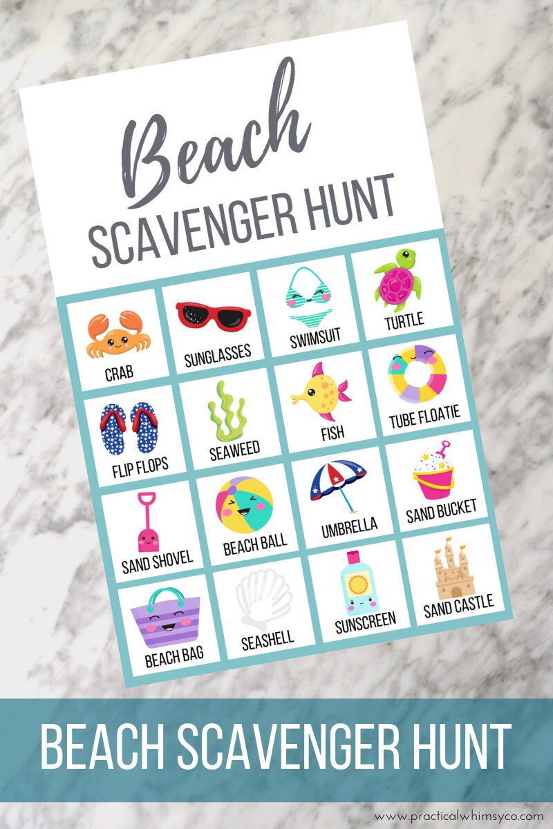 Beach Scavenger Hunt Printable for Kids, Field Trip Digital Download ...