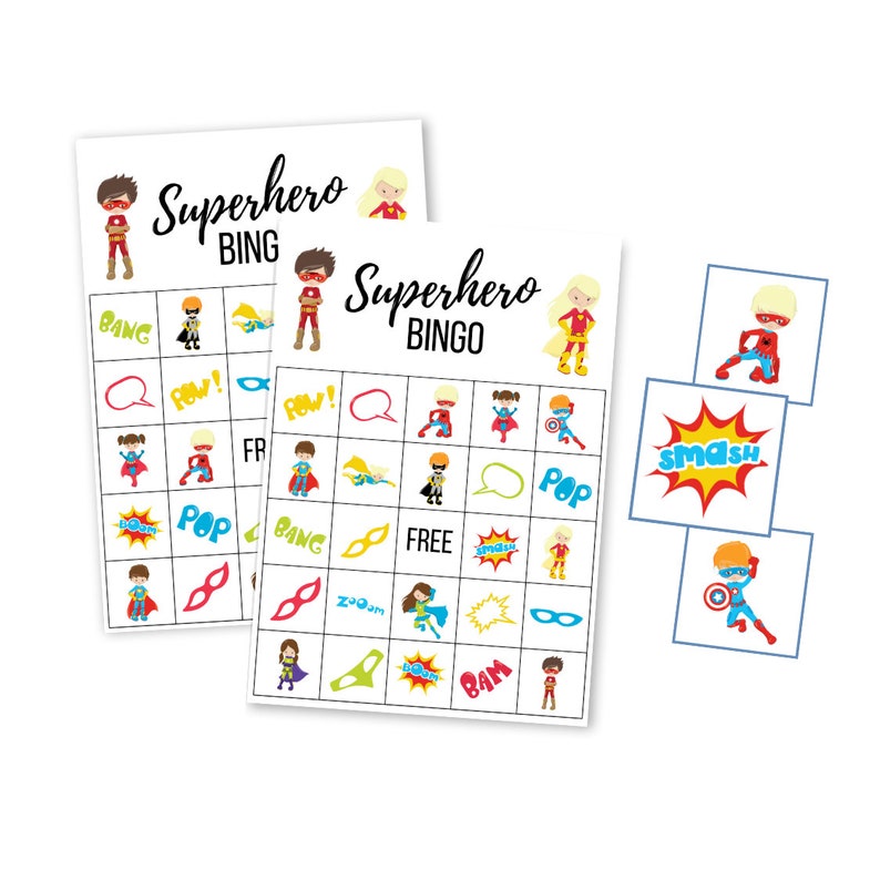 Superhero BINGO Game, Printable Super Hero Birthday Party, Kids ...
