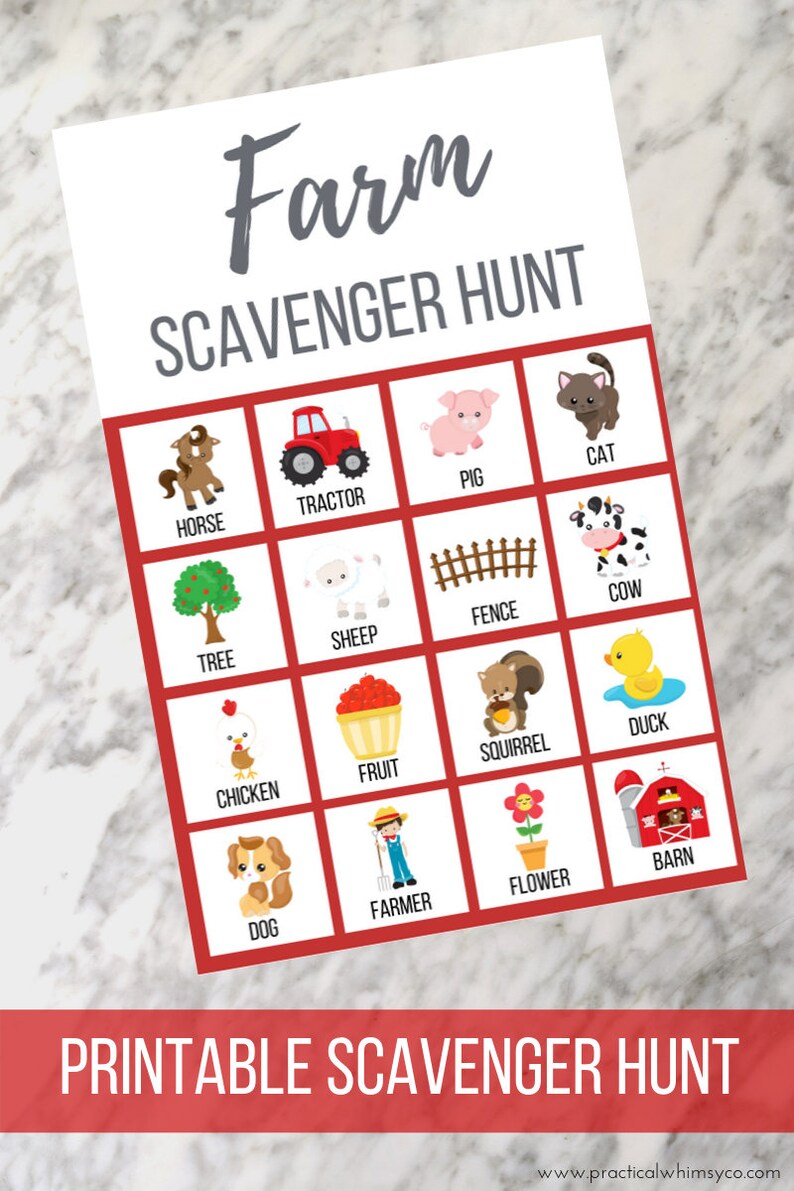 Farm Scavenger Hunt Printable for Kids, Field Trip Digital Download ...