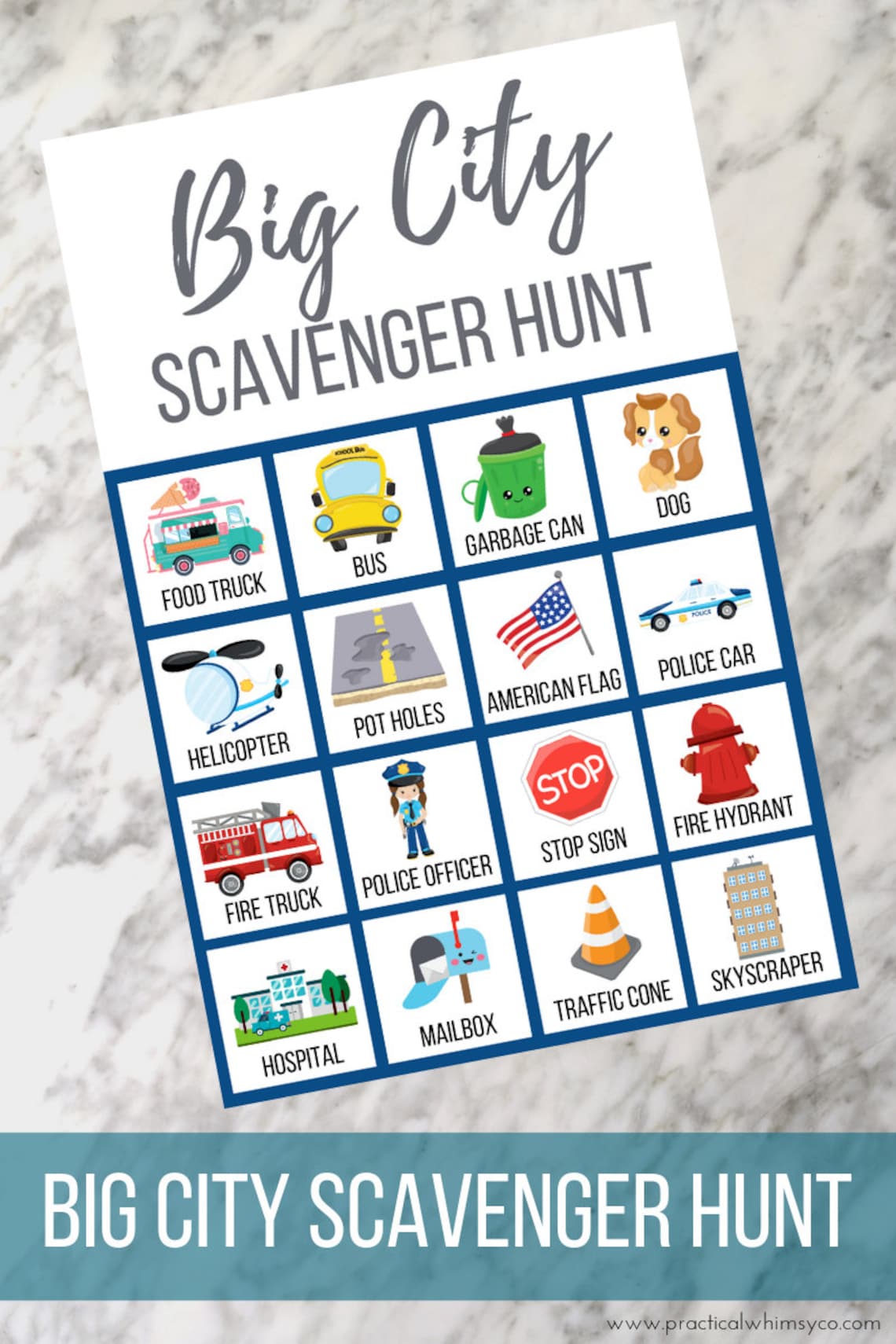 Big City Scavenger Hunt Printable for Kids, Vacation Digital Download ...