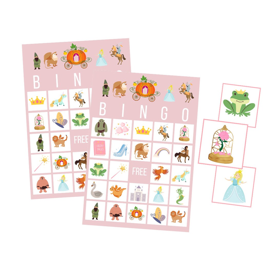 Princess BINGO Card Game, Cinderella Castle Party Game, Once Upon a ...
