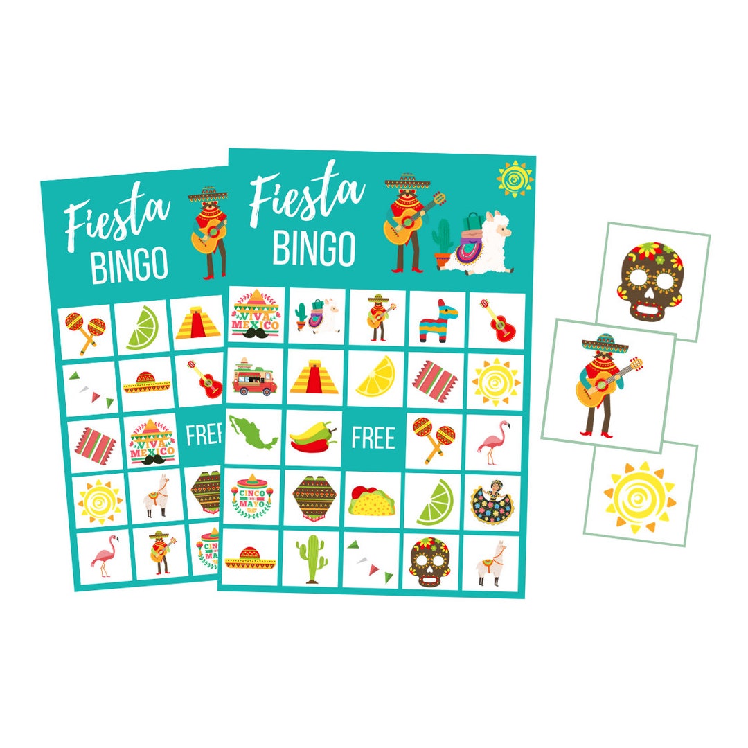 Printable Fiesta BINGO Game, Mexican Digital Download, Llama Birthday ...
