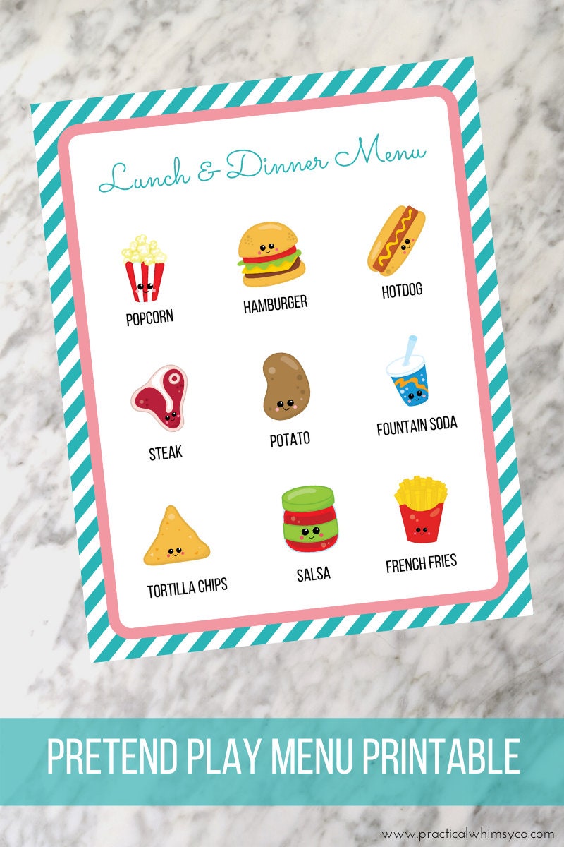 Editable Restaurant Dramatic Play Printable for Kids, Diner Digital ...