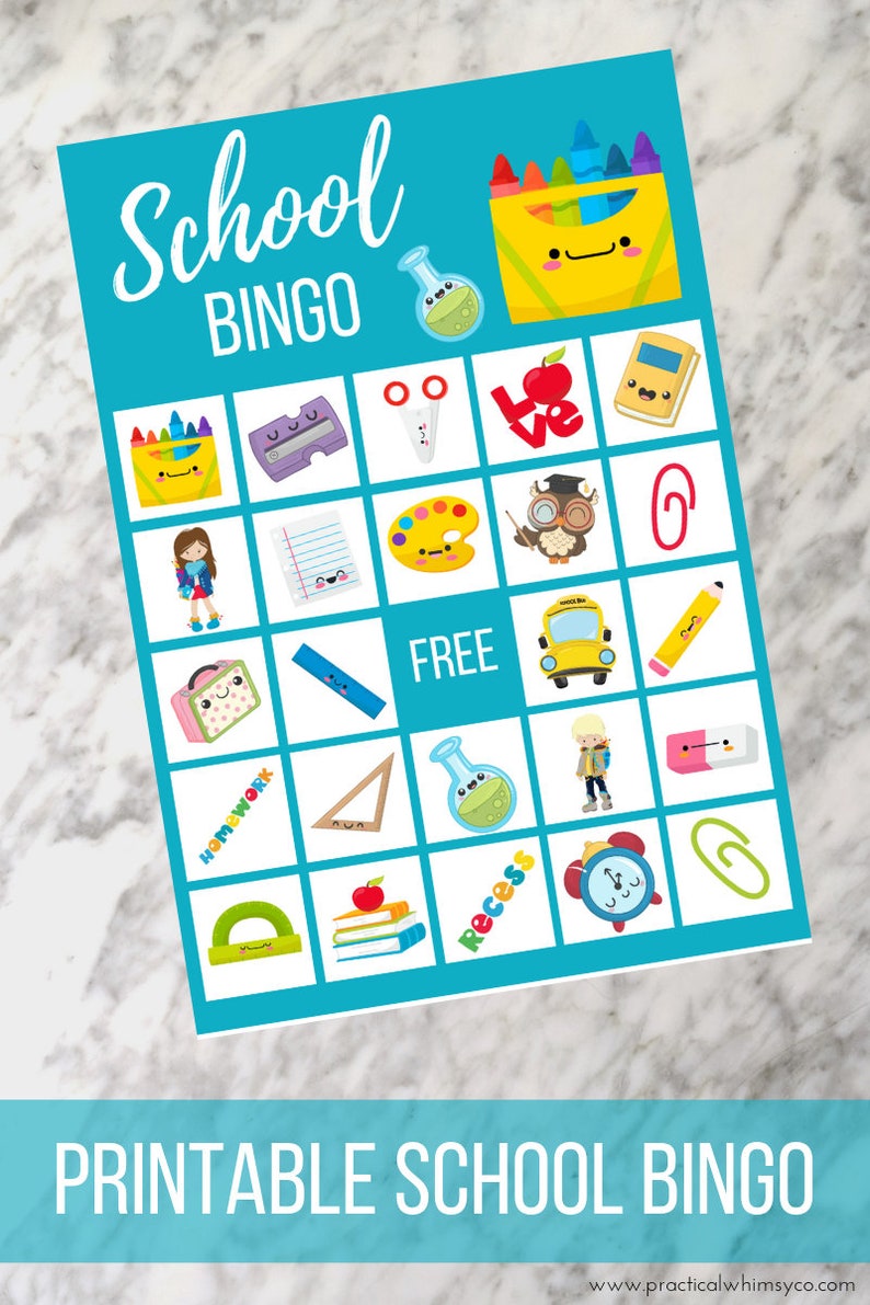 School Classroom Printable Class Party BINGO Cards Instant - Etsy