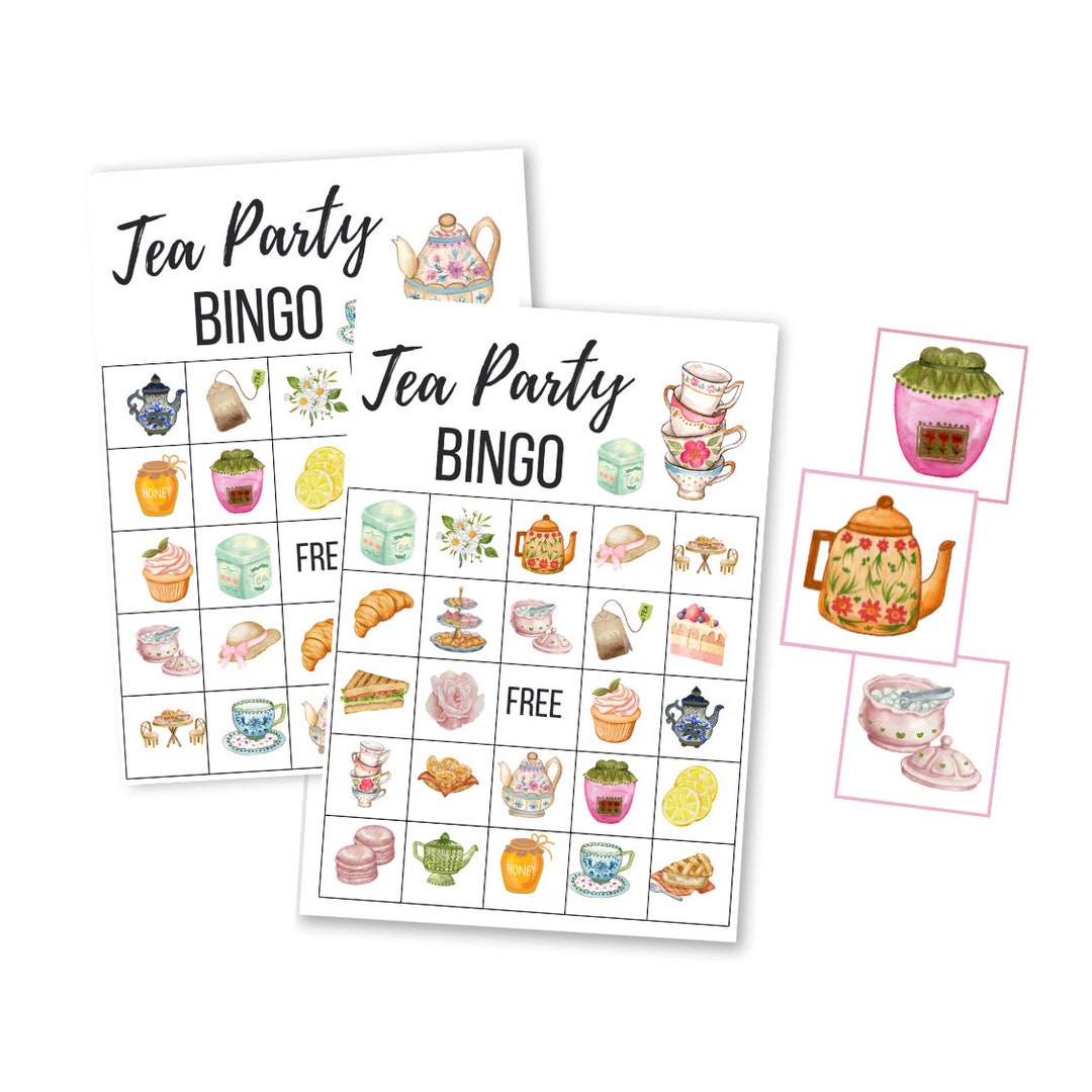 Tea Party BINGO Game, Printable Girl Birthday Party Digital Download ...