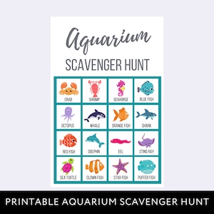 Aquarium Scavenger Hunt Printable for Kids, Ocean Animals Digital ...