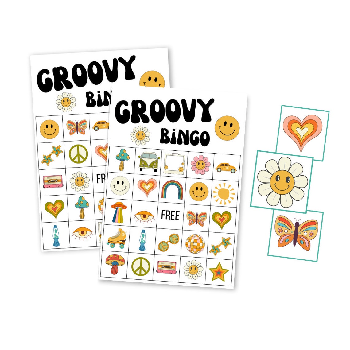 Groovy BINGO Game Printable, Dazed and Engaged, Retro Bachelorette ...
