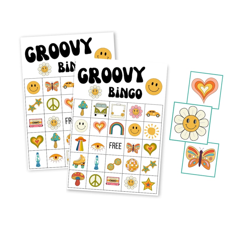 Groovy BINGO Game Printable, Dazed and Engaged, Retro Bachelorette ...