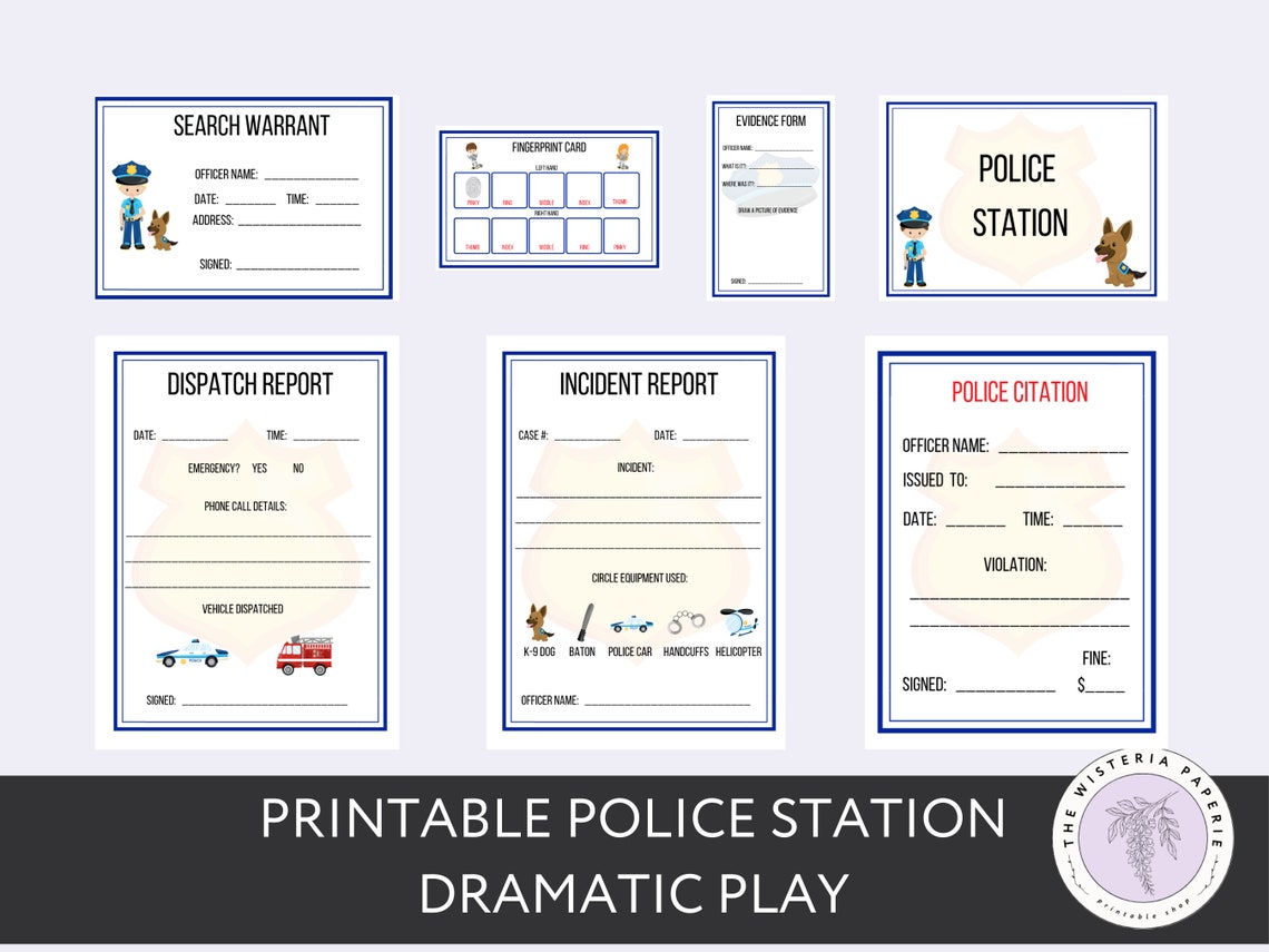 Printable Police Station Dramatic Play for Kids, Pretend Play Digital ...
