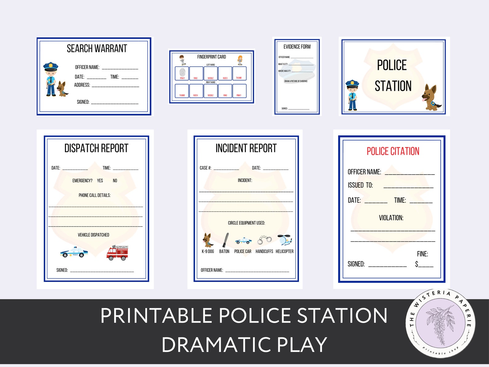 Printable Police Station Dramatic Play for Kids, Pretend Play Digital ...