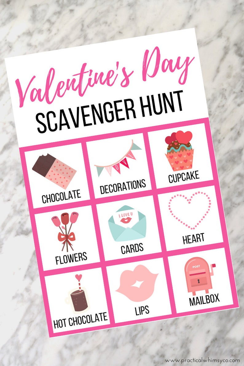 Valentine's Day Party Scavenger Hunt Printable for Kids - Etsy