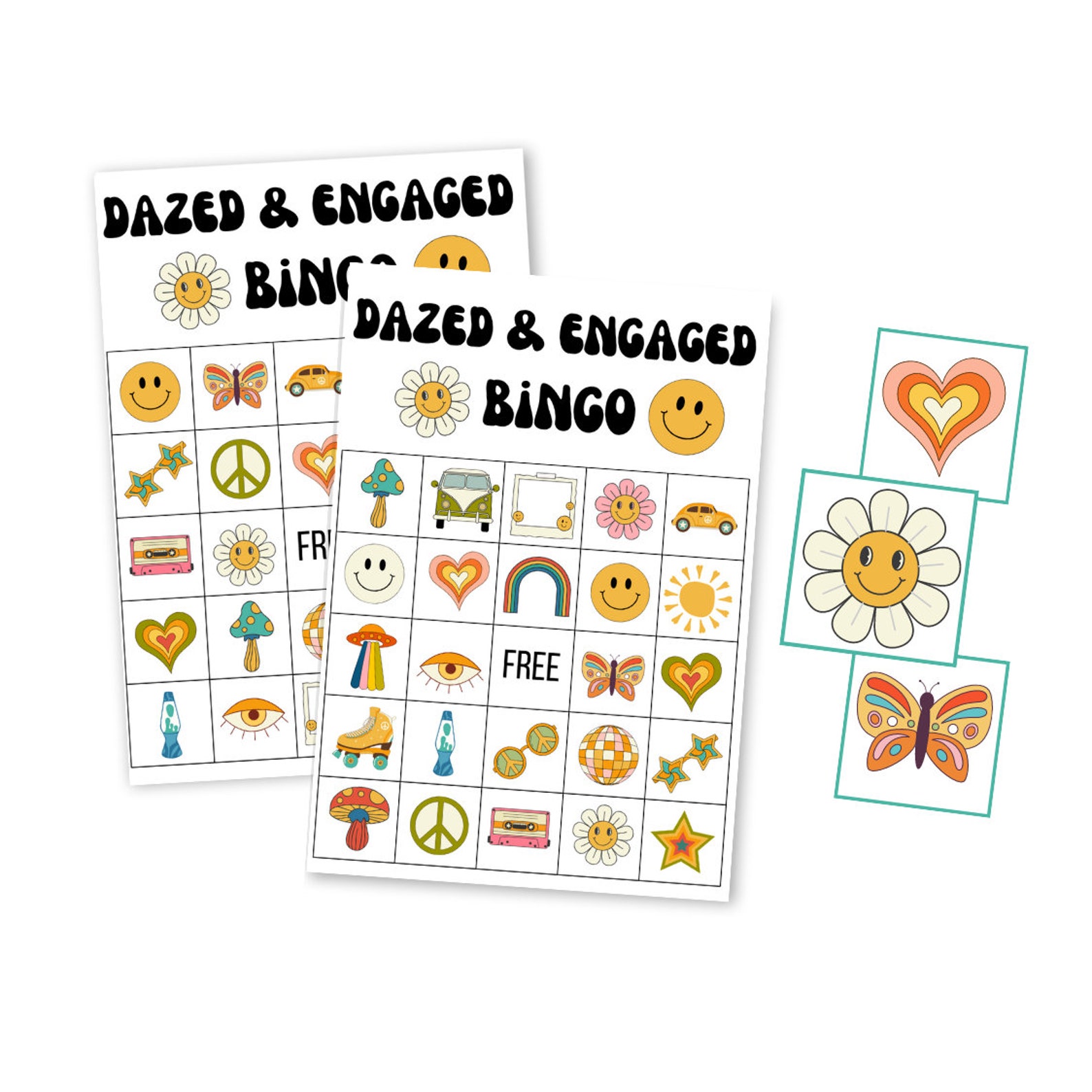 Dazed and Engaged BINGO Game Printable, Groovy, Retro Bachelorette ...
