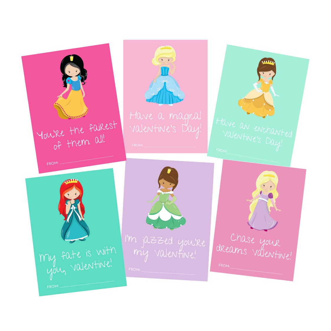 Princess Valentines Day Card for Kids Fairytale Printable | Etsy