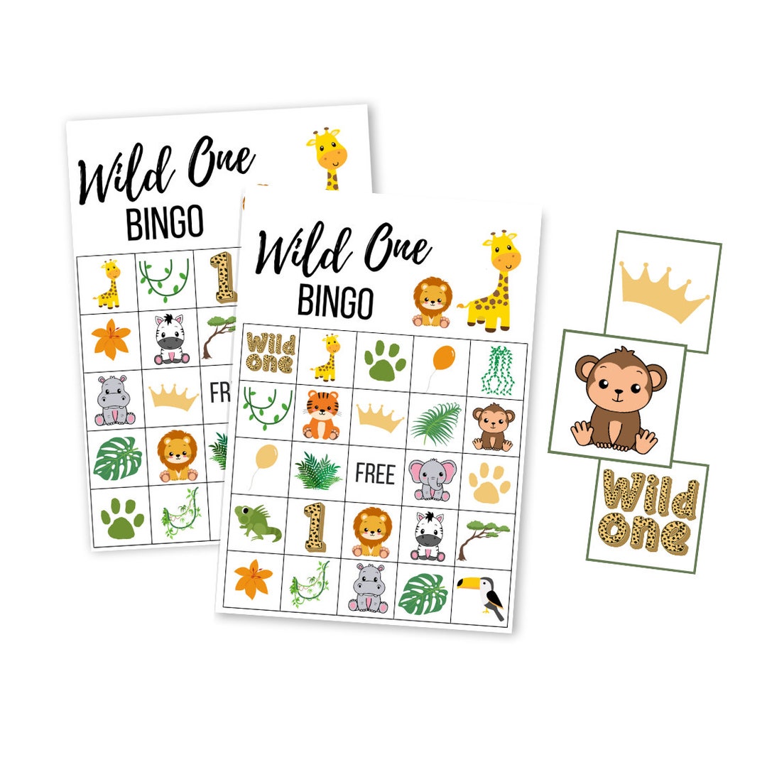 Printable Wild One BINGO Game, First Birthday Party Digital Download ...