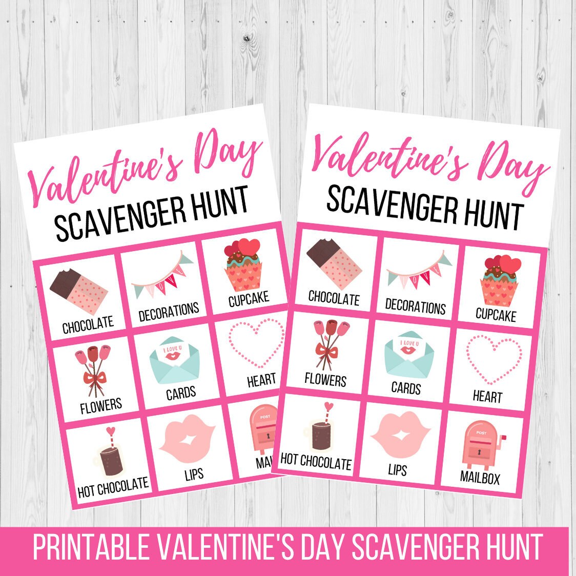Valentine's Day Party Scavenger Hunt Printable for Kids, Holiday ...