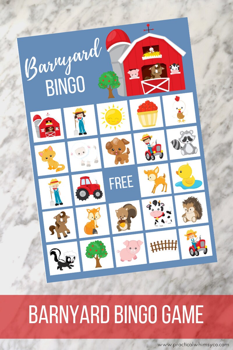 Printable Barnyard BINGO Game, Down on the Farm Digital Download, Farm ...