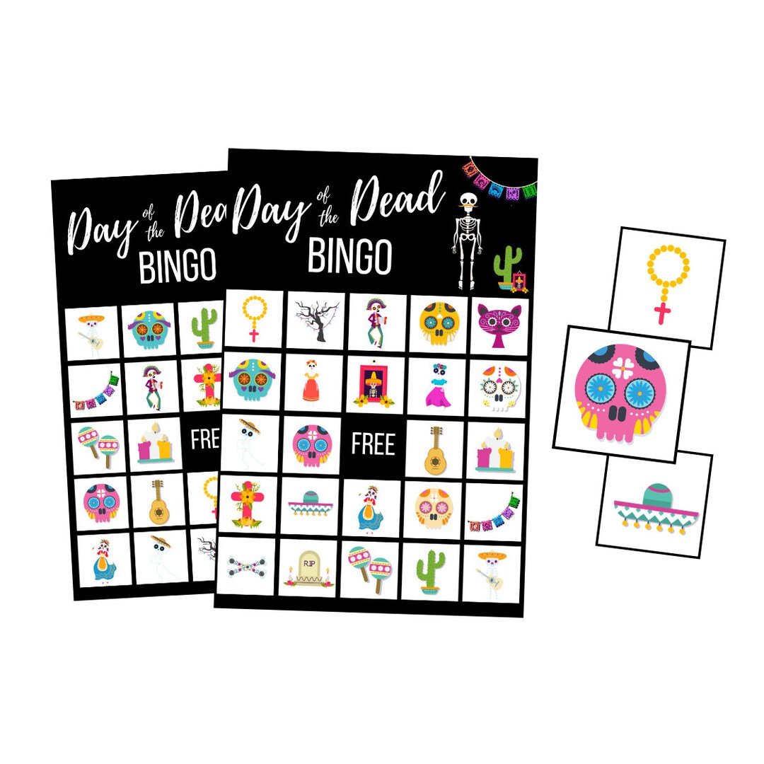 Printable Day of the Dead BINGO Cards, Dia De Los Muertos Party Holiday ...