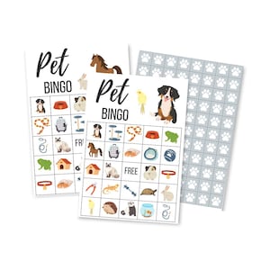 Printable Pet BINGO Game, Cute Cat Digital Download, Kids Birthday ...