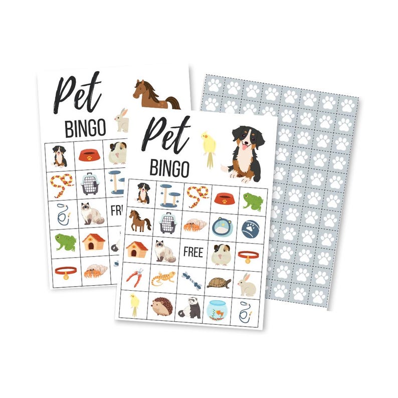Printable Pet BINGO Game, Cute Cat Digital Download, Kids Birthday ...