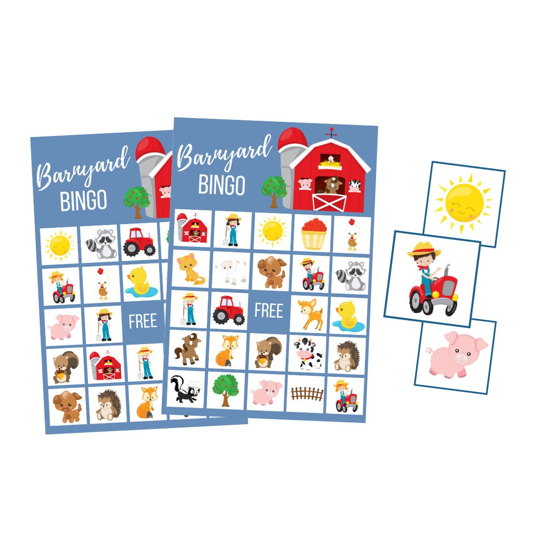 Printable Barnyard BINGO Game, Down on the Farm Digital Download, Farm ...