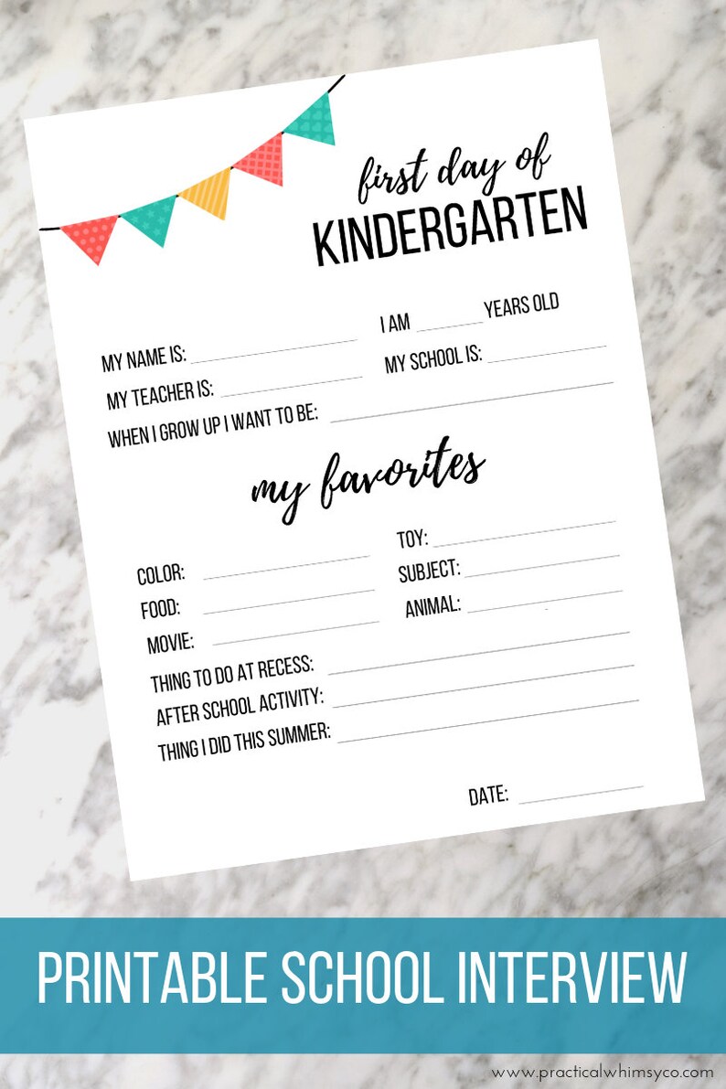 Printable Back to School Interview for Kids, Last Day of School Digital ...