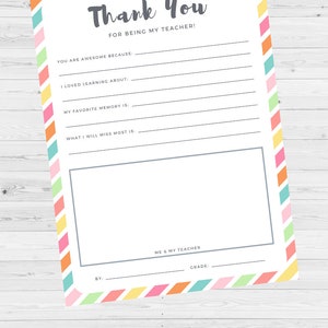 Teacher Appreciation Printable, All About My Teacher Interview, Last ...