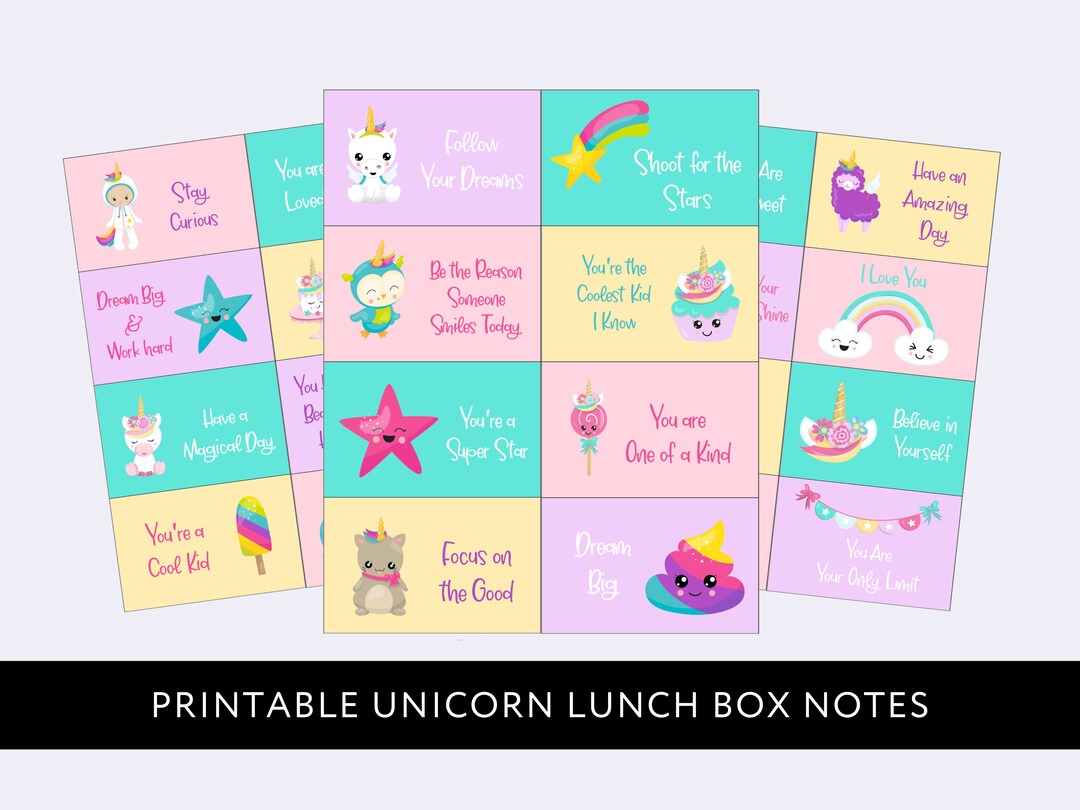 Rainbow Unicorn Affirmation Cards Printable, Kids Daily Affirmation ...