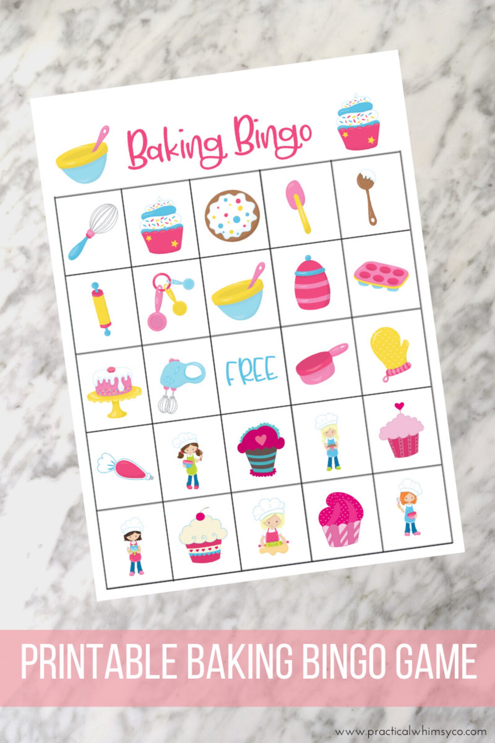Printable Baking BINGO Game, Girl Birthday Party Digital Download, Kids ...