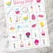 Printable Baking BINGO Game, Girl Birthday Party Digital Download, Kids ...