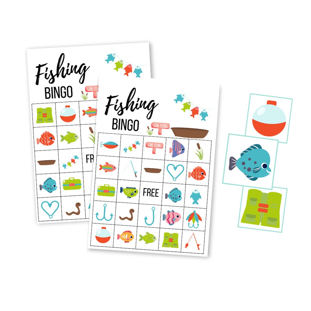 Printable Fishing BINGO Game, Gone Fishing Birthday Party Digital ...