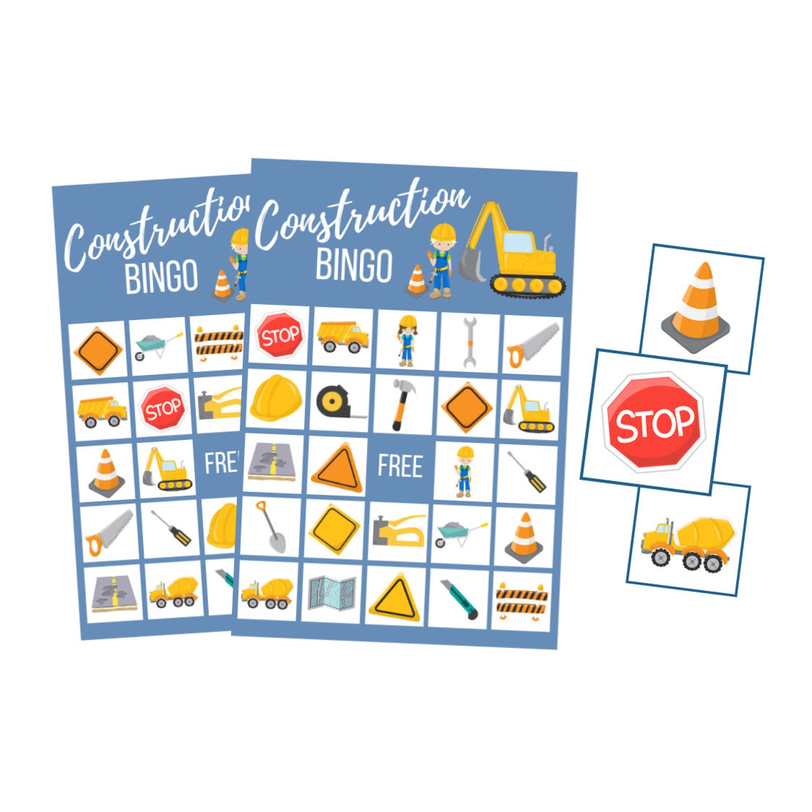 Printable Construction BINGO Cards, Birthday Party Digital Download ...