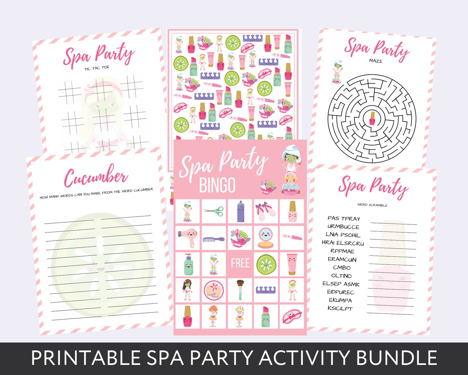 Printable Spa Party Birthday Activity Bundle for Kids, Slumber Party ...