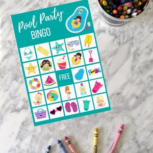 Summer BINGO Party Games, Pool Party Printable, Hello Summer Kids ...