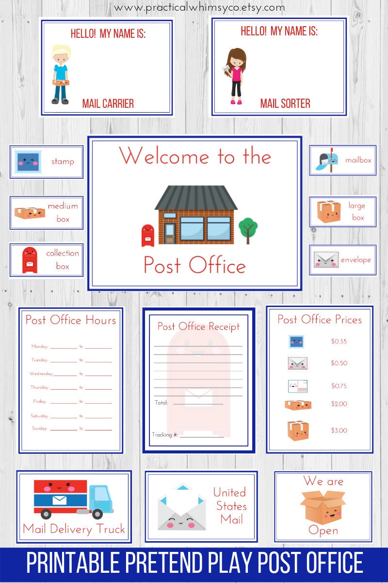 Printable Post Office Dramatic Play, Pretend Play Digital Download ...