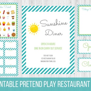 Printable Restaurant Dramatic Play, Pretend Play Diner Digital Download ...