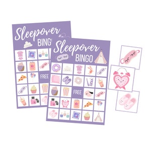 Slumber Party BINGO Game, Girl Birthday Digital Download, Sleepover ...