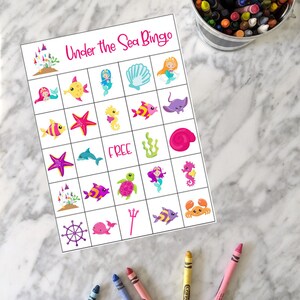 Printable Under the Sea BINGO Game, Mermaid Birthday Instant Download ...