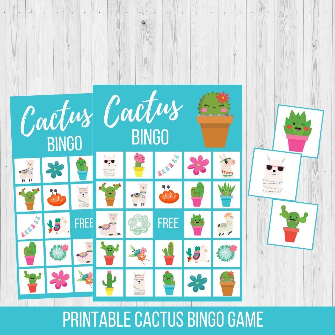 Printable Cactus BINGO Game, Fiesta Birthday Party Digital Download ...