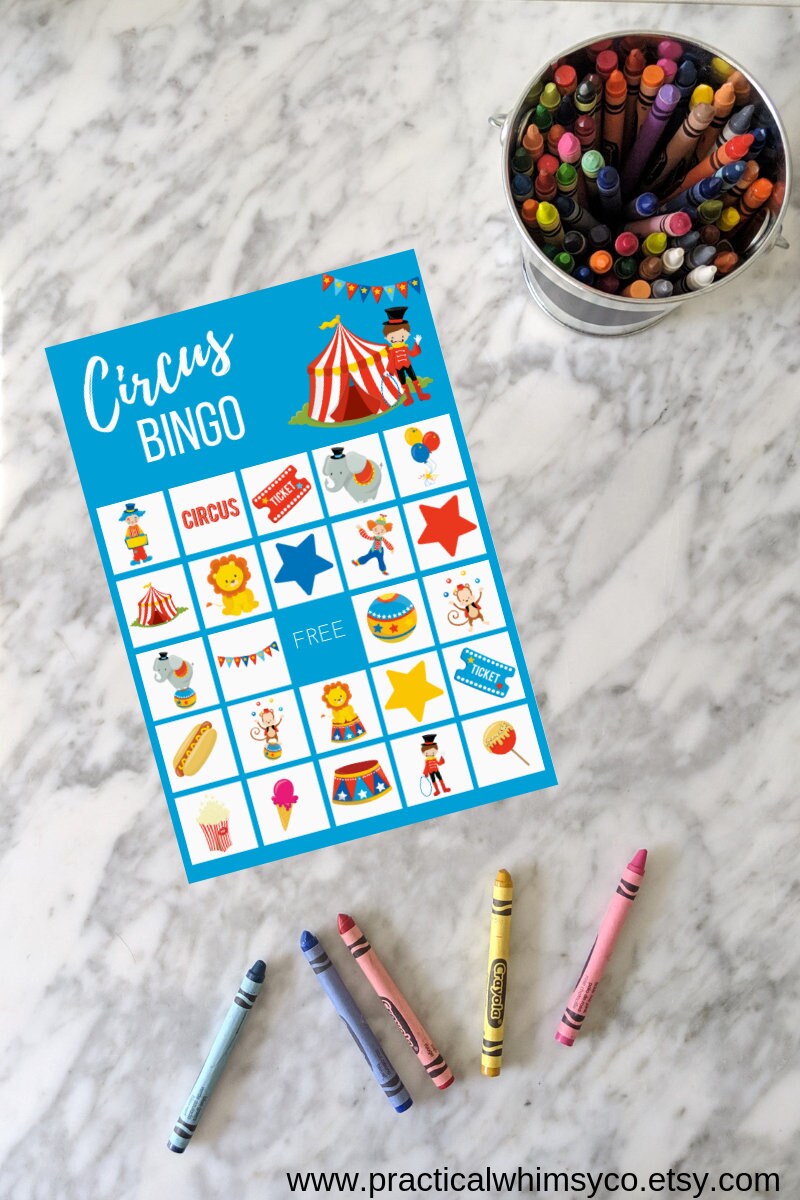 Printable Circus BINGO Game, Clown Instant Download, Animal Digital ...
