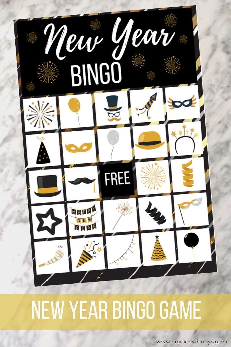 Printable New Year's Eve BINGO Game, Holiday Digital Download, Seasonal ...