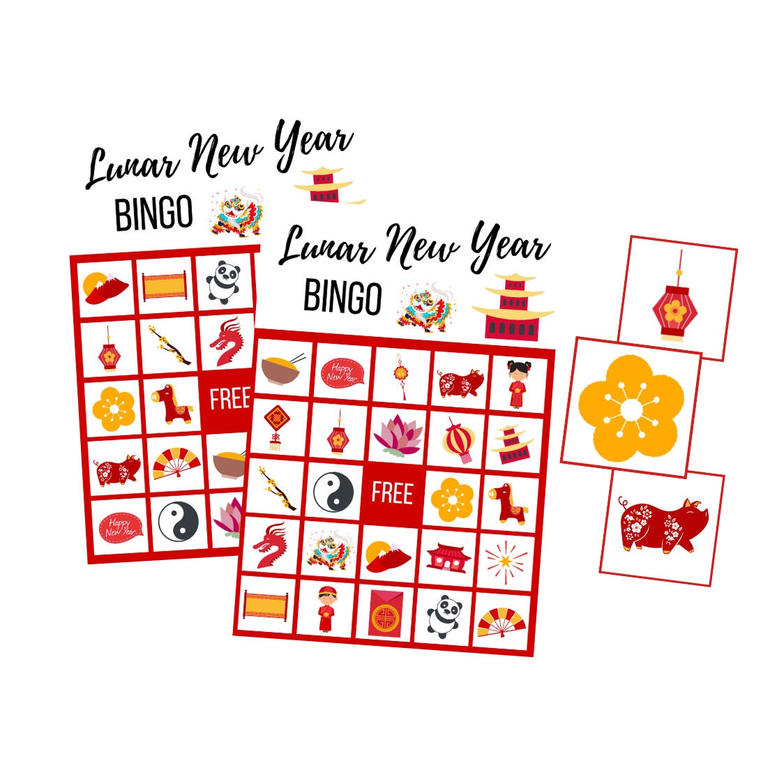 Lunar New Year BINGO Game Printable, Chinese New Year Party Digital ...